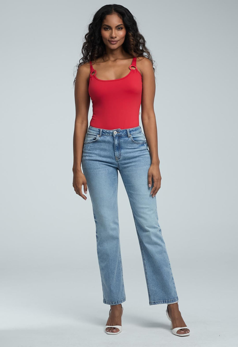 Body rojo intenso con argollas para mujeres – Stop Jeans