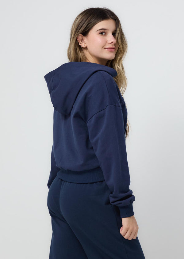 Chompa azul navy con cierre en frente para jóvenes – Stop Jeans