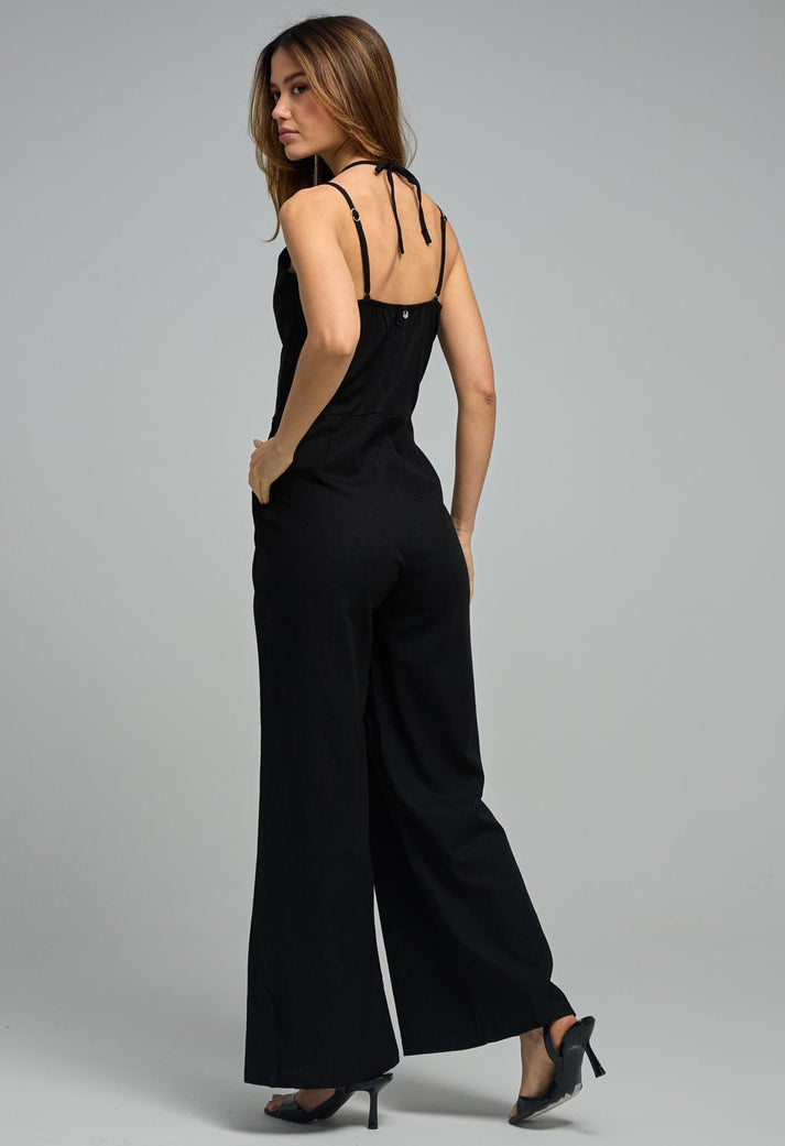 Enterizo negro con escote en espalda para mujeres – Stop Jeans