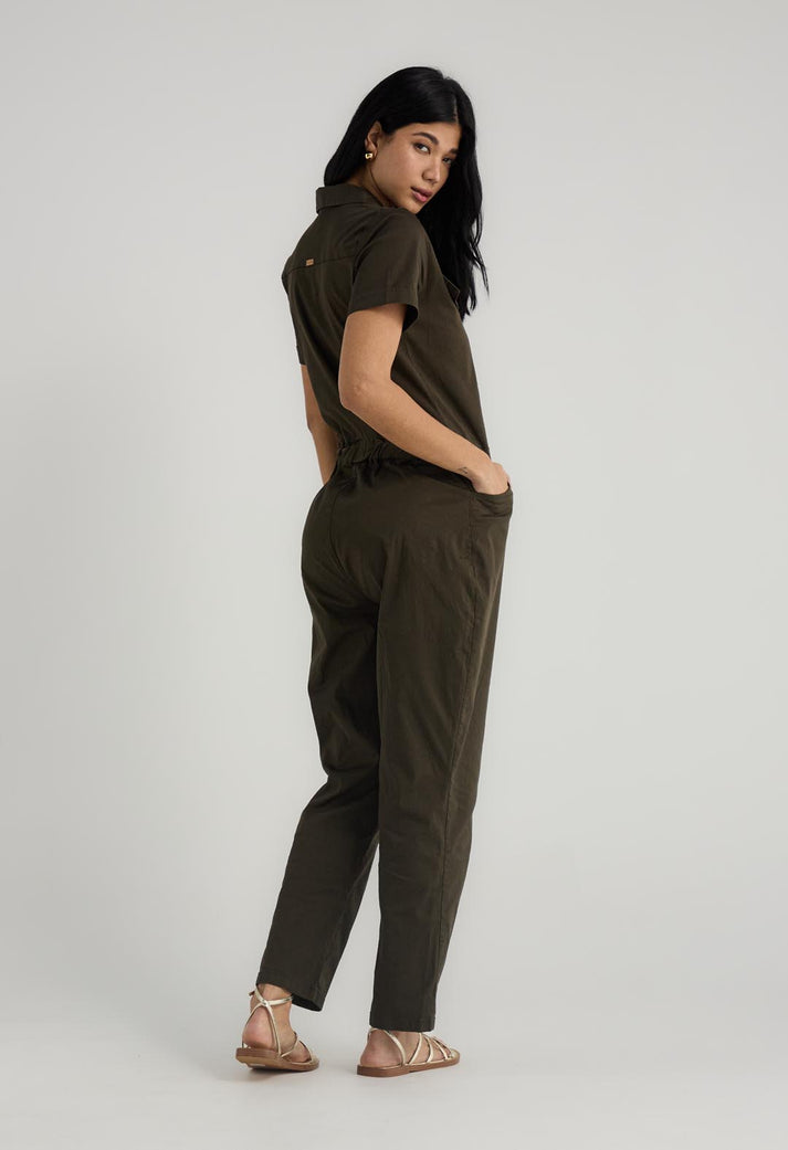 Enterizo largo verde militar fondo entero para mujer – Stop Jeans