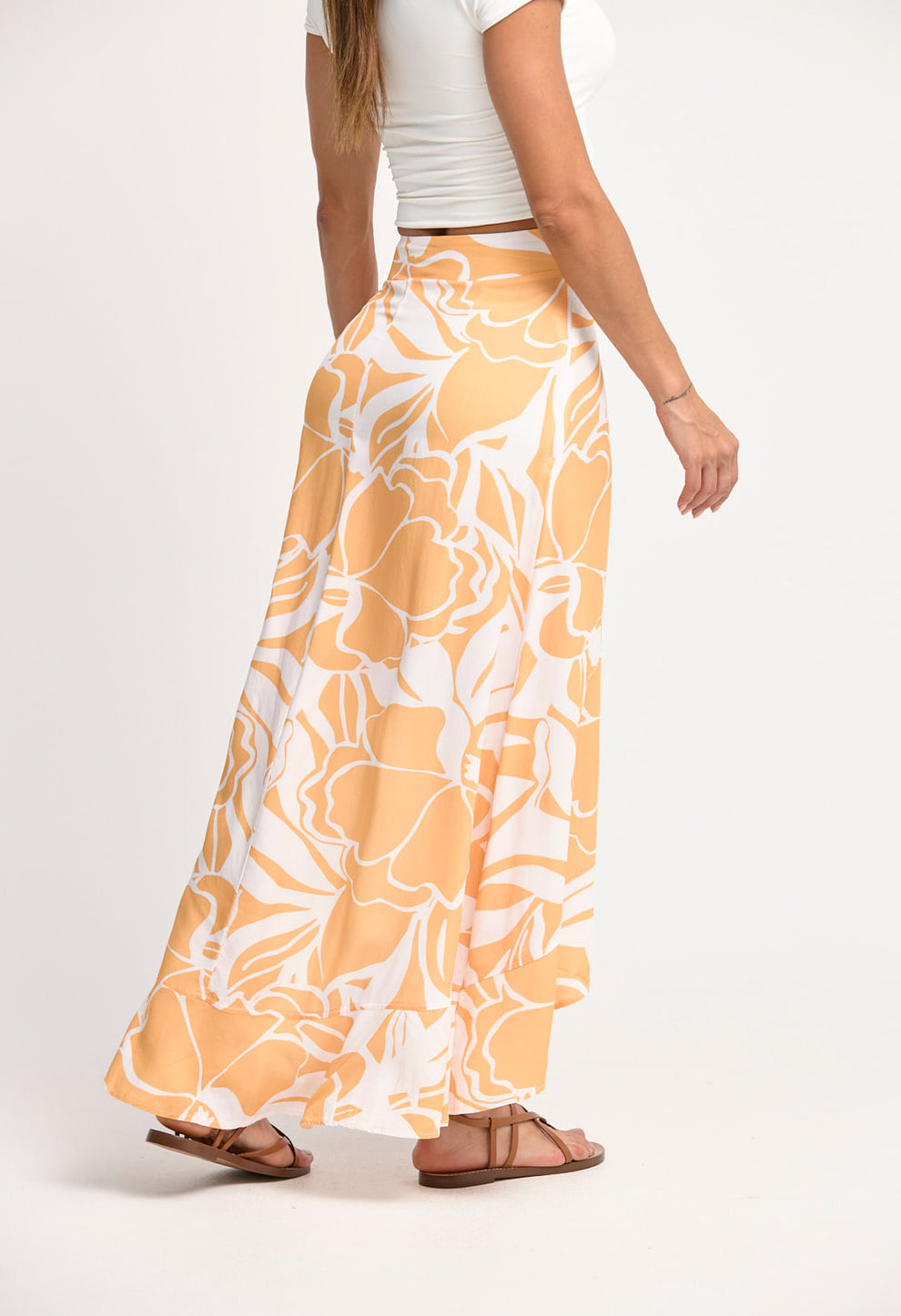 Falda larga amarilla estampada para mujeres – Stop Jeans