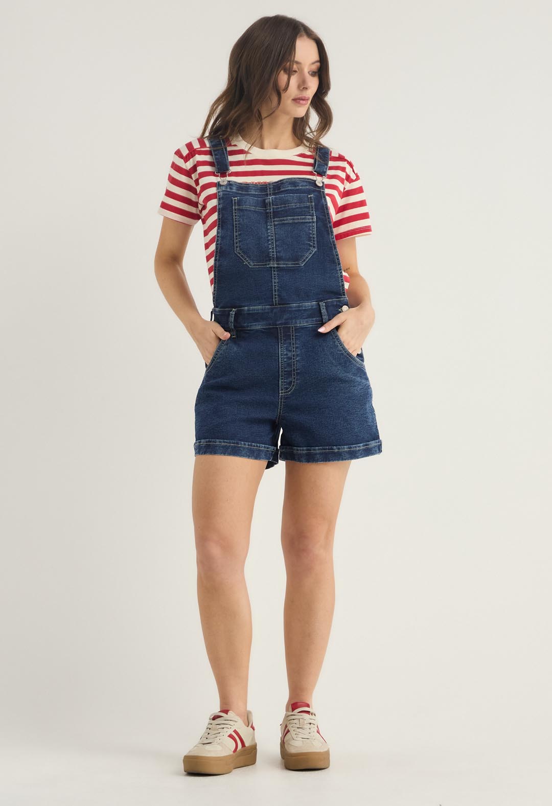 Overall corto medio oscuro para mujer – Stop Jeans